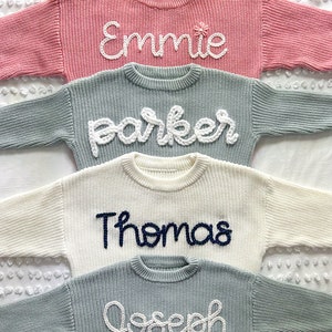 Personalized Baby Toddler Name Sweater / Hand-embroidered Custom ...