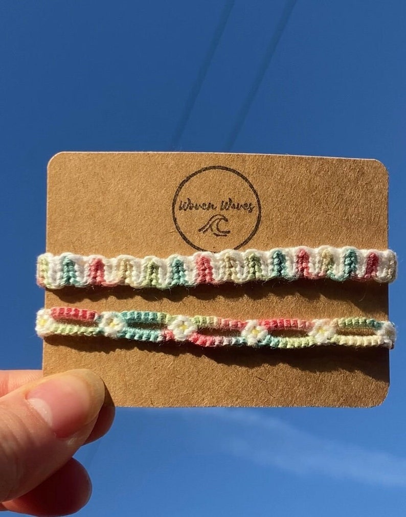 Pink Friendship Bracelet Set Daisy Chain Bracelet Wave Bracelet ...