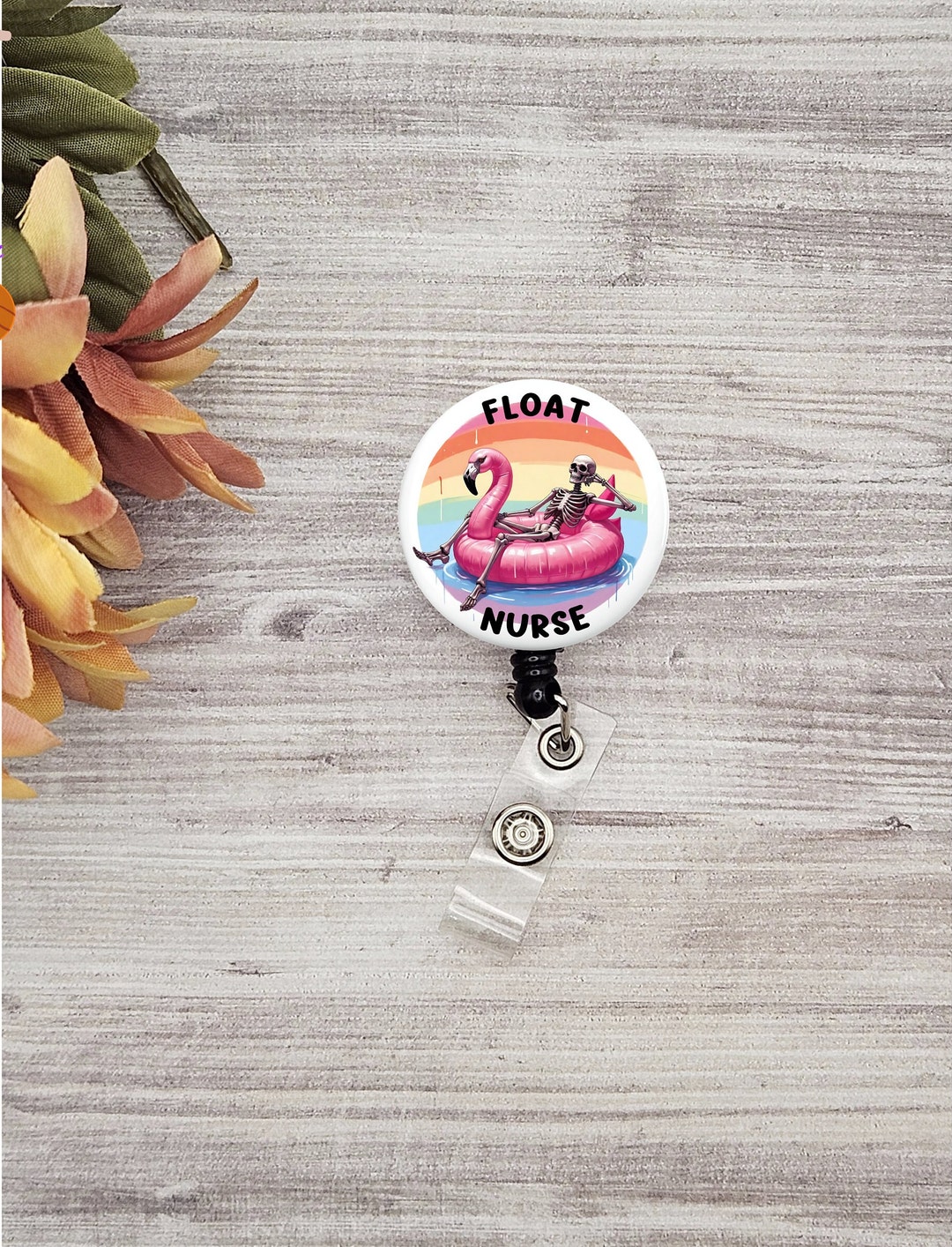 Float Nurse Skeleton Rainbow Name Badge Holder Gift Graduation Student ...