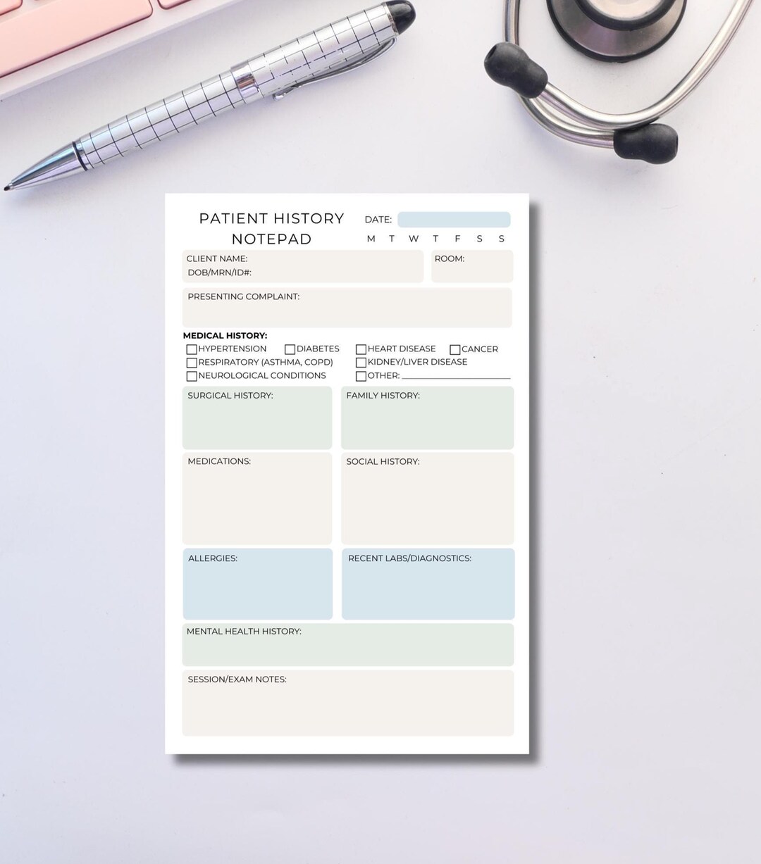 Patient History Notepad | Medical Intake Form | Clinical Documentation ...