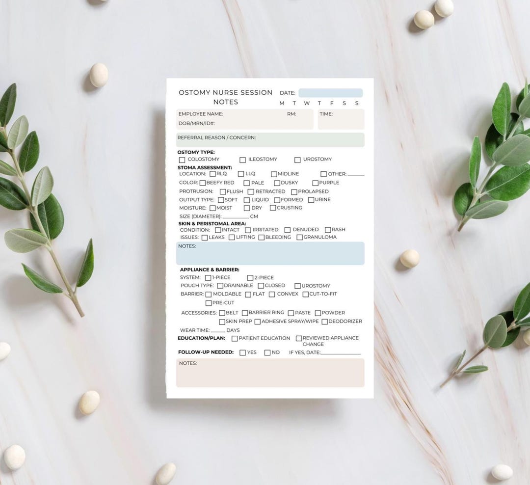 Ostomy Nurse Notepad | 5.5x8.5” Stoma Assessment Appliance Log ...