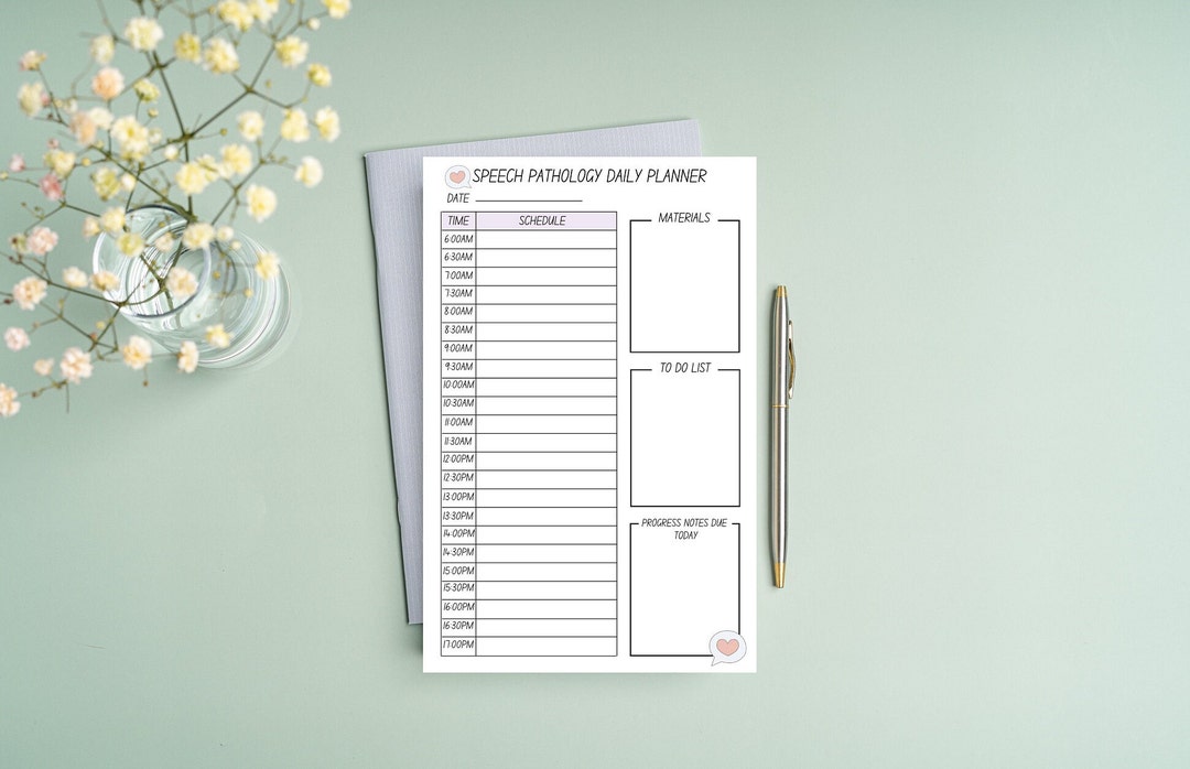 Speech Language Pathology Daily Planner Non Sticky Back Things SLP ...