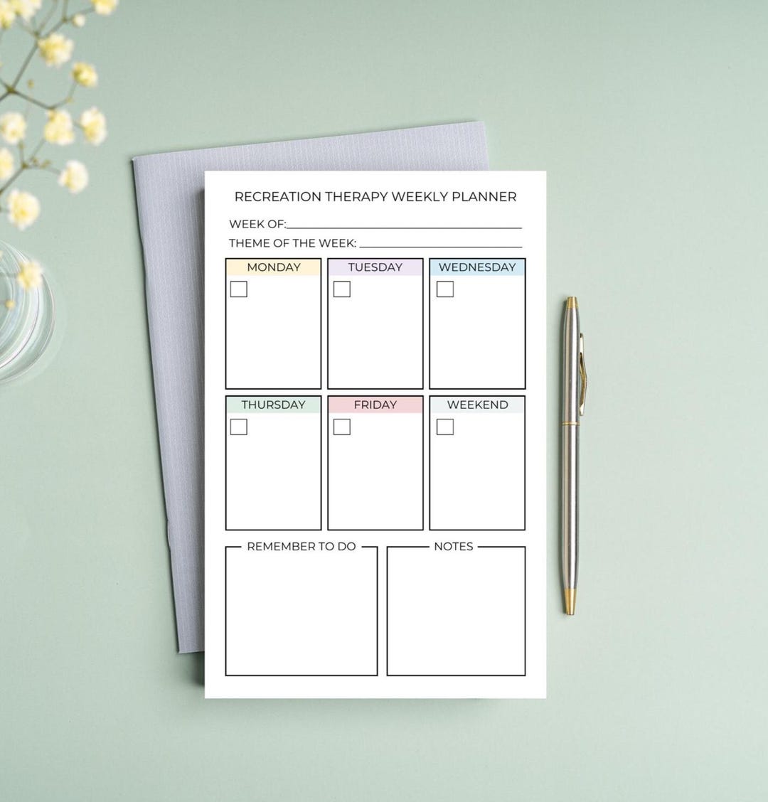 Recreation Therapy Weekly Planner: Undated To-do List Notepad - Etsy