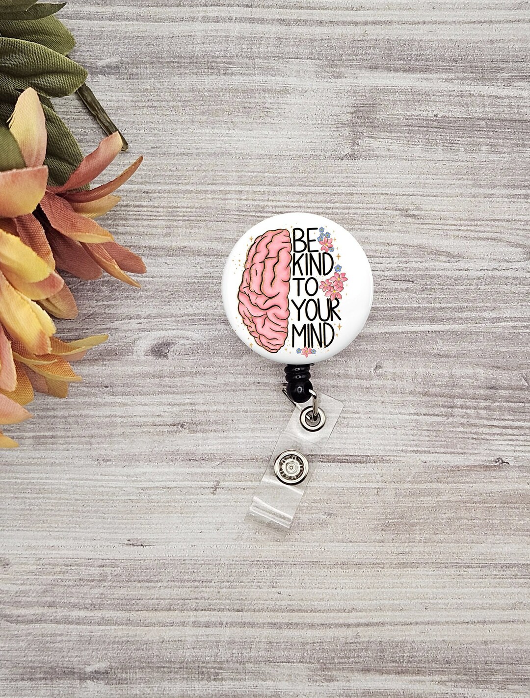 Be Kind to Your Mind Name Badge Holder With Brain Detail Neurology ...