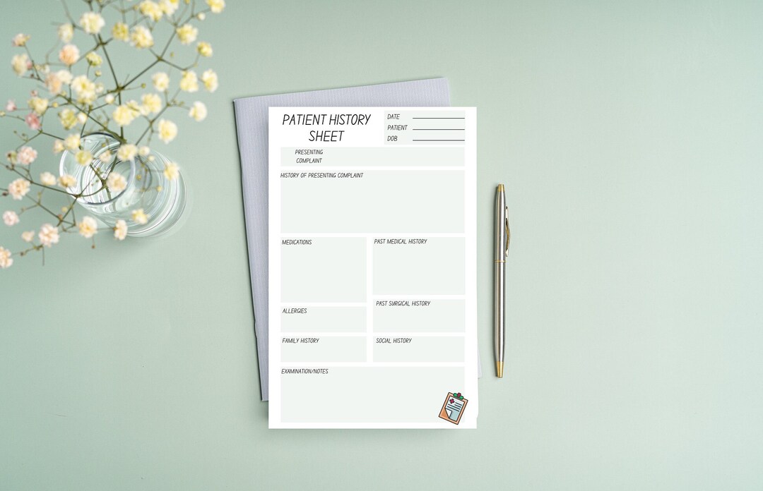 Patient History Student Study Notepad Nursing Physician Pharmacy ...