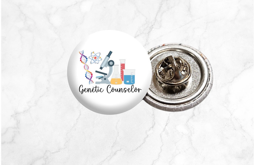 Genetic Counselor Small ID Badge Pin 1" Lapel Pin Microscope Lanyard ...