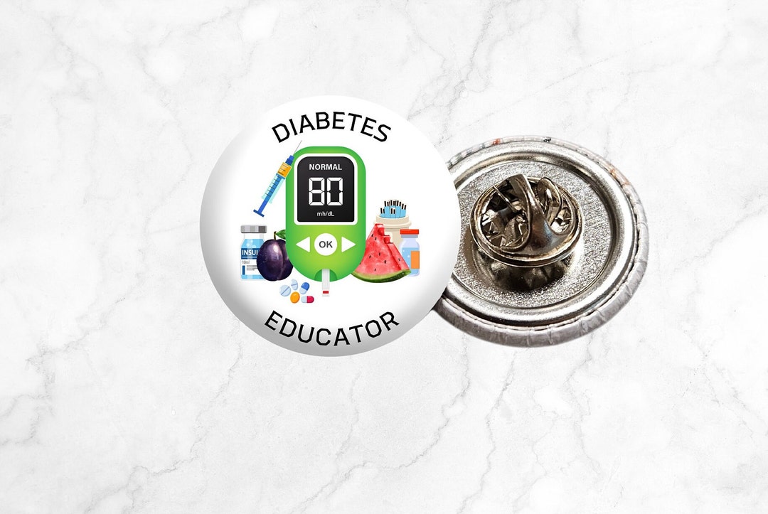 Diabetes Educator Small ID Badge Pin 1" Lapel Pin Detail Lanyard CDE ...