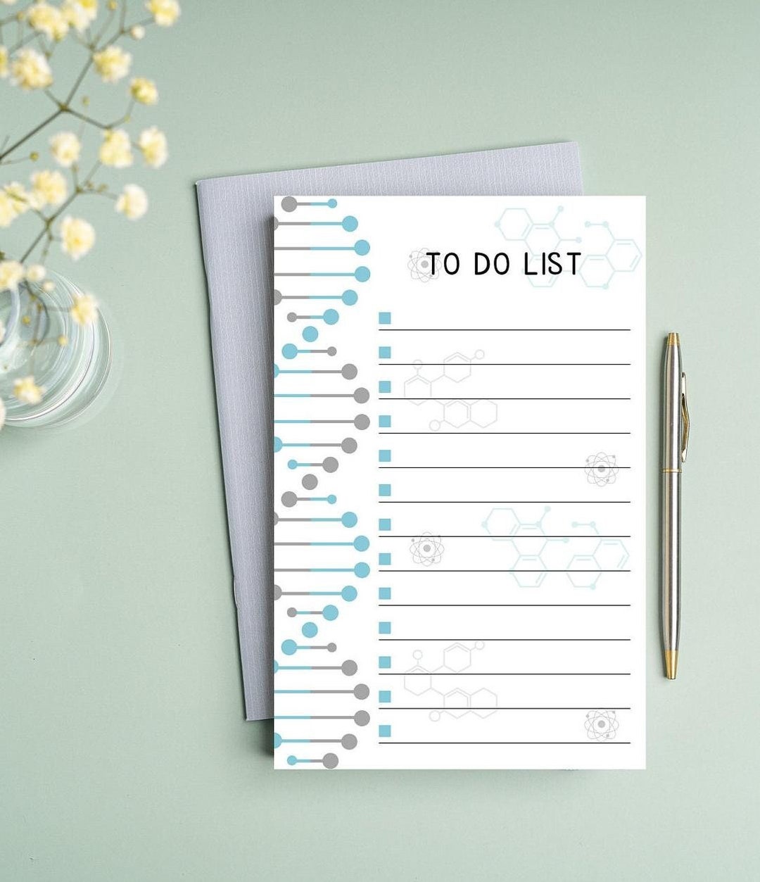 DNA Helix Themed Notepad Non Sticky Back Things to Do Notepad Gift Notepad Student Stationery ...