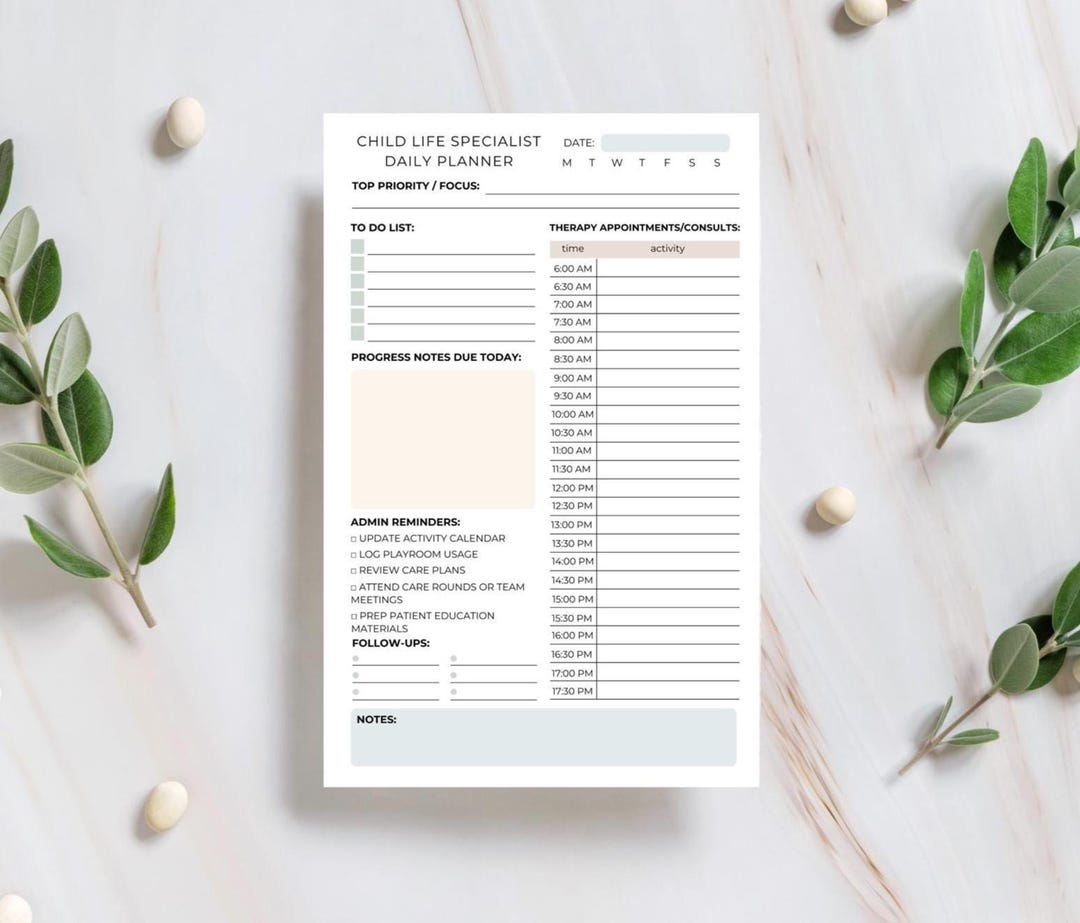 Child Life Specialist Daily Planner Notepad | Hospital and Clinical ...