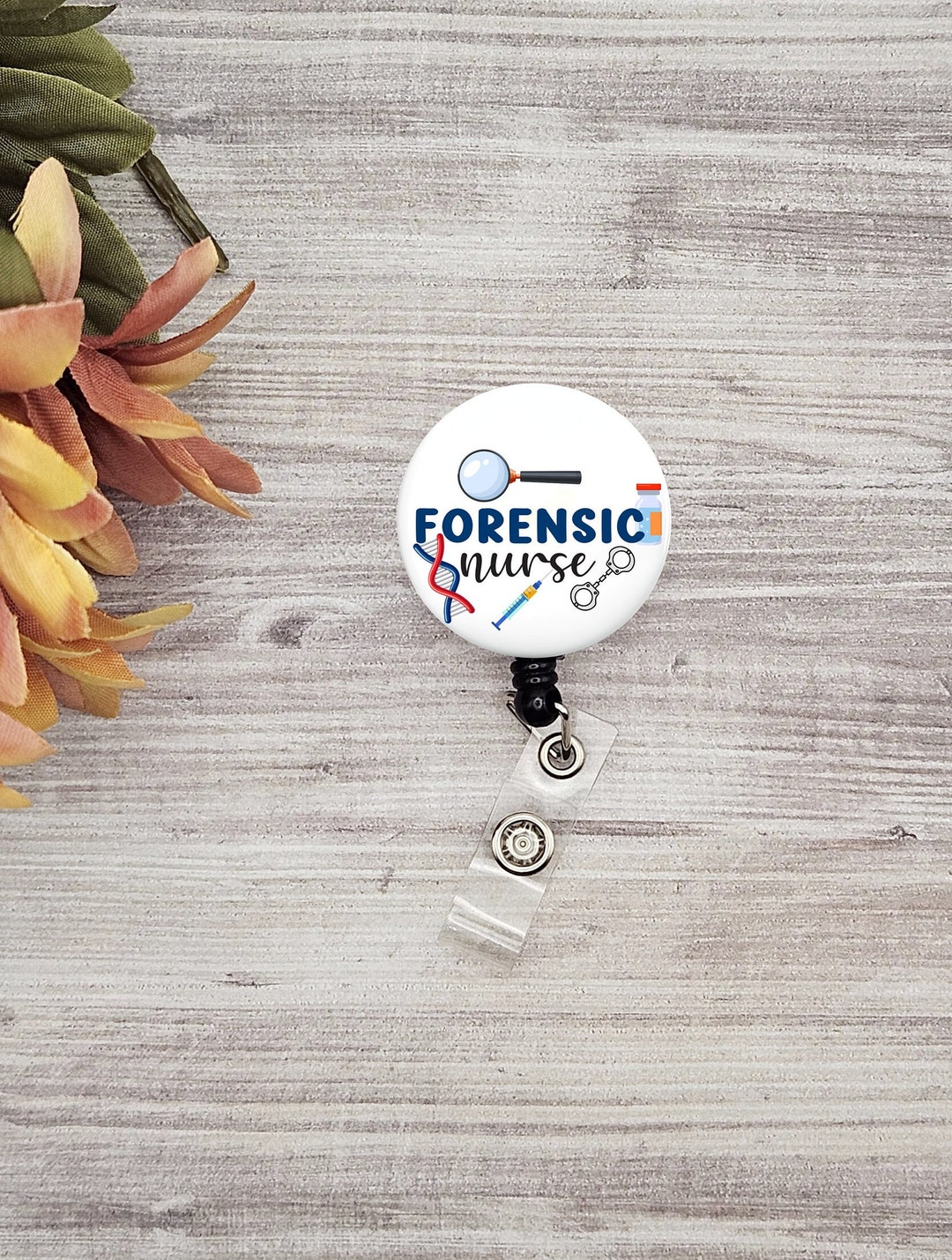Forensics Nurse Button Name Badge Holder With Syringe Detail - Etsy Canada