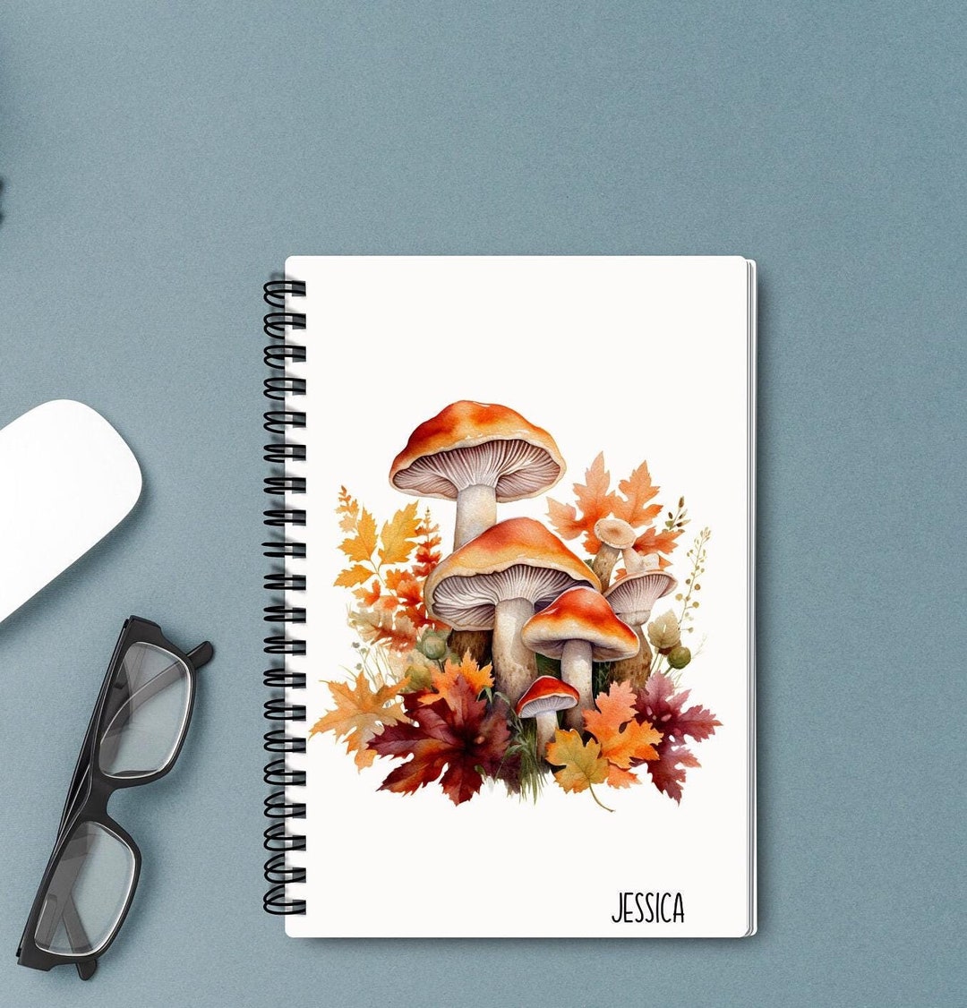 Personalized Mushroom Cottage-core Notebook With Mushroom Details ...