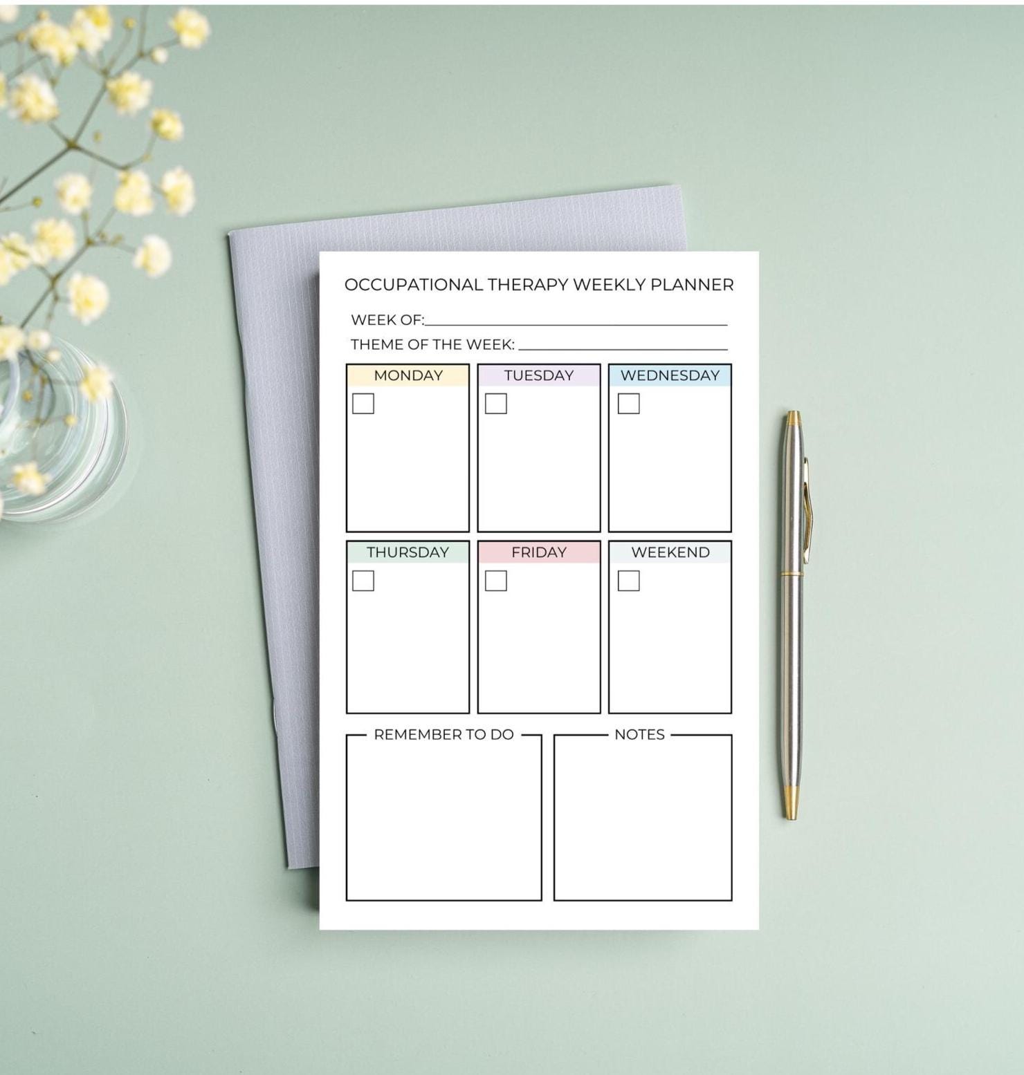 Occupational Therapist Weekly Planner, Undated Theme Planner Notepad ...