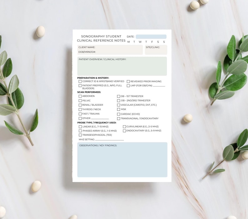 Sonography Student Clinical Reference Notepad | Ultrasound Tech Student ...