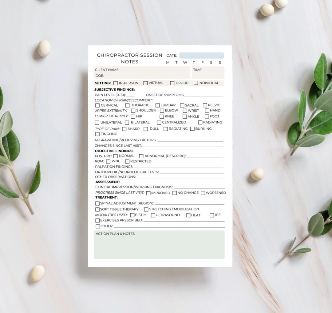 Chiropractor Session Notes Notepad | 5.5x8.5” | Patient Progress ...