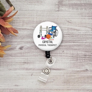 Custom Physical Therapist Button Name Badge Holder PT Gift Graduation ...