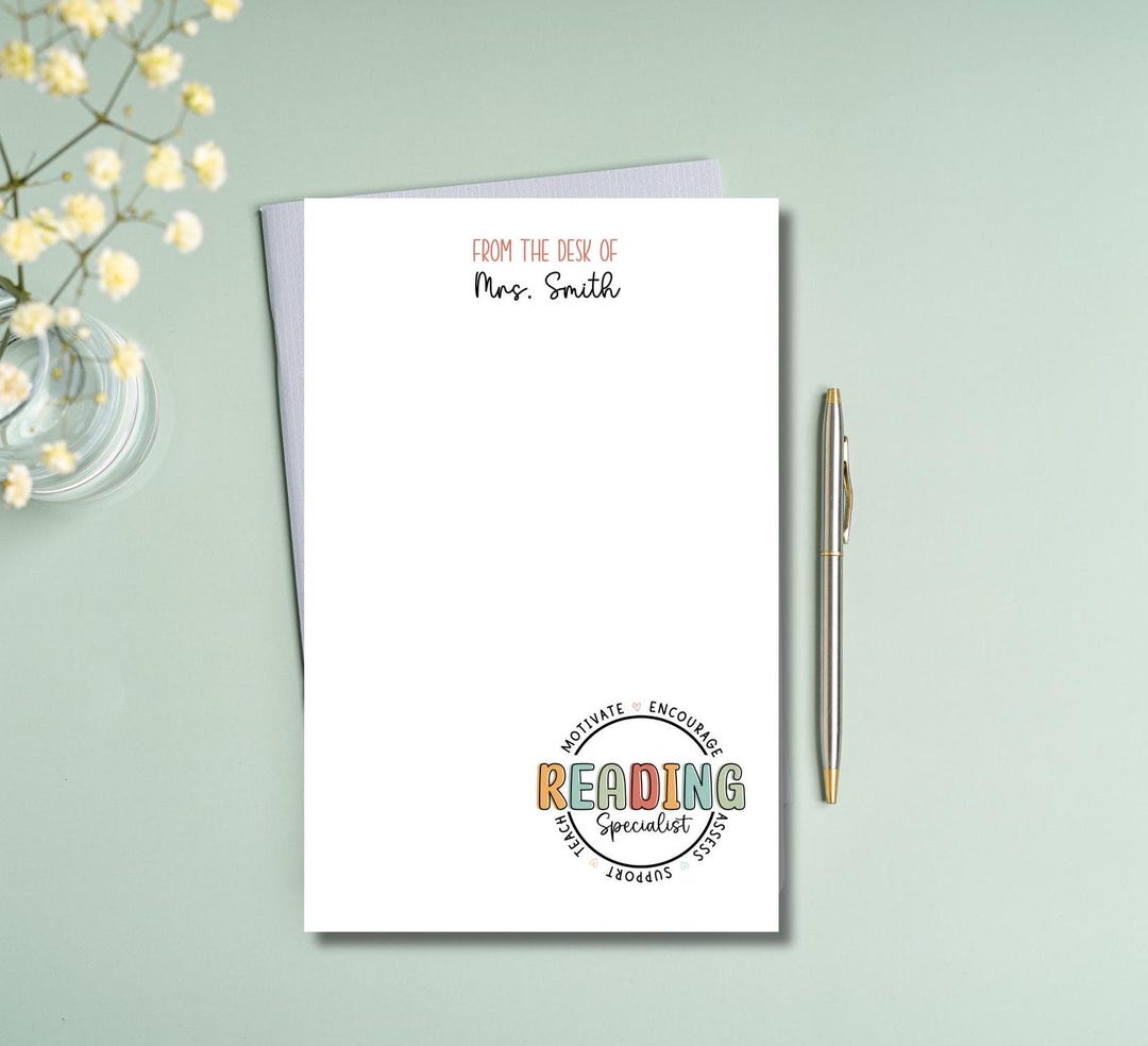 Personalized Reading Specialist Notepad: Teacher Appreciation Gift - Etsy