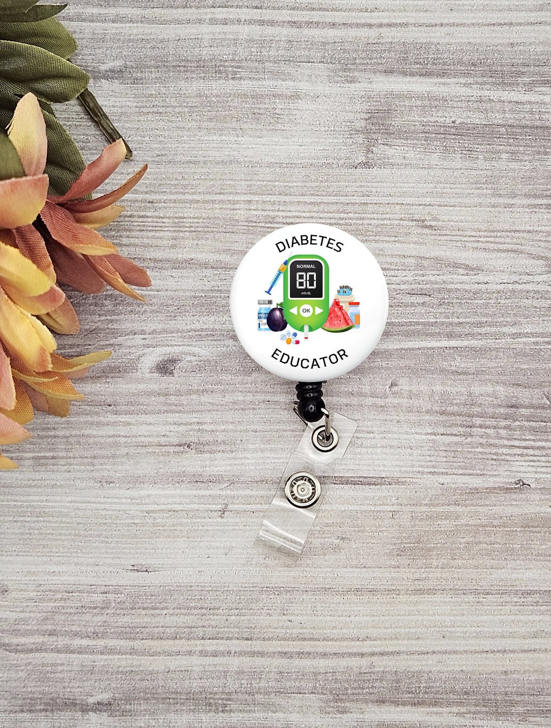 Diabetes Educator Button Name Badge Holder Detail CDE Gift Graduation ...