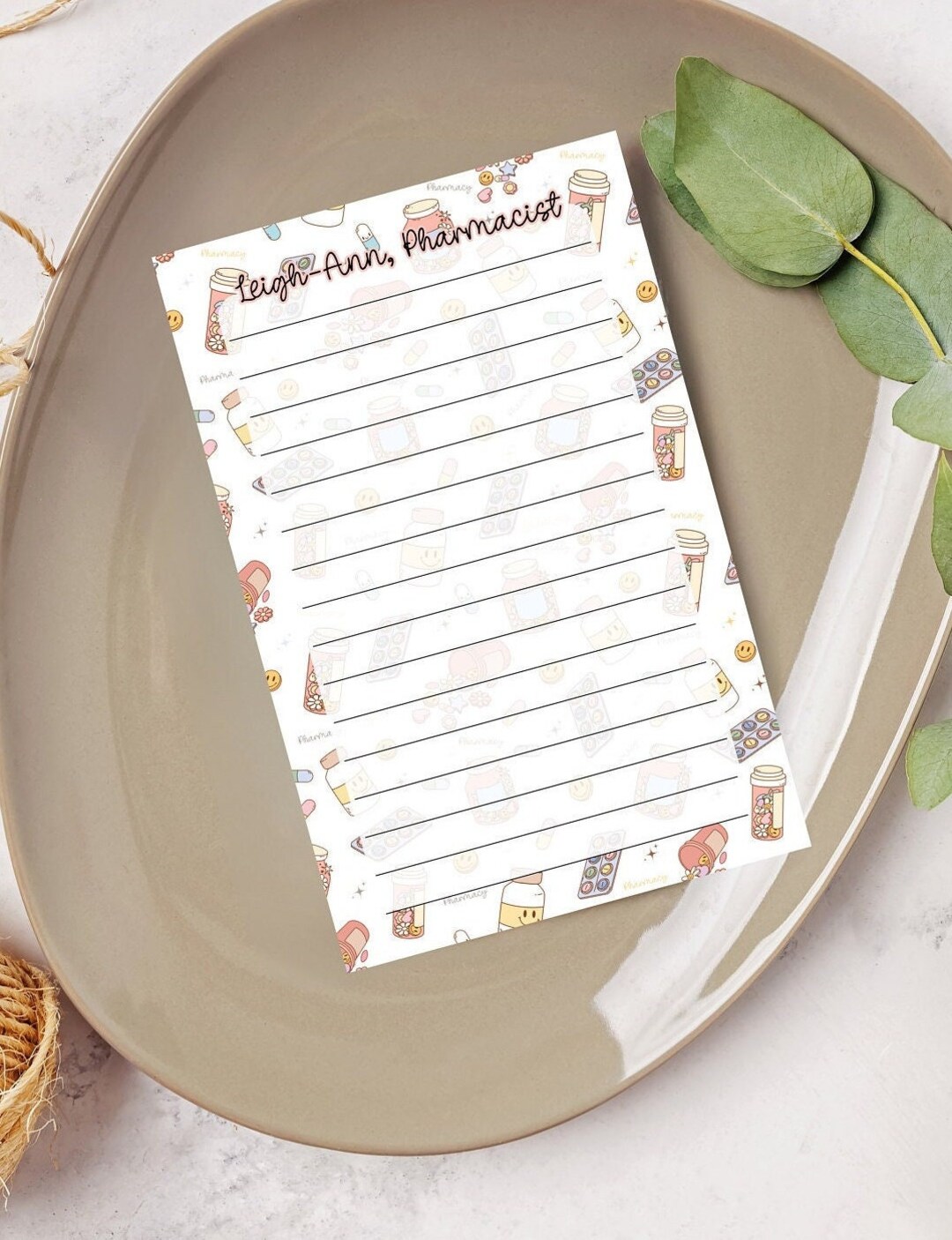 Custom Retro Pharmacy Notepad Pharmacy Gift Pharmacy Tech Happy Pills ...