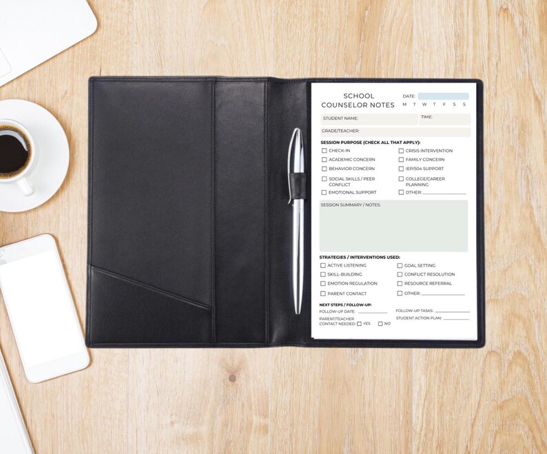 School Counselor Session Notes Pad | Student Support Notepad for K-12 ...