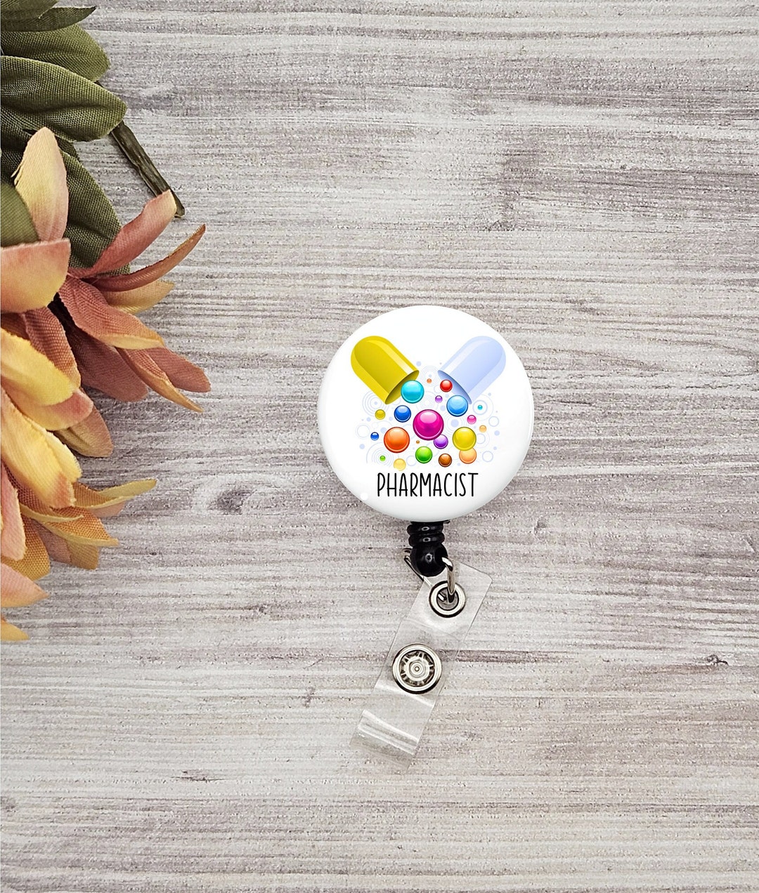 Pharmacy Pharmacist Open Pill Button Name Badge Holder Gift Graduation ...