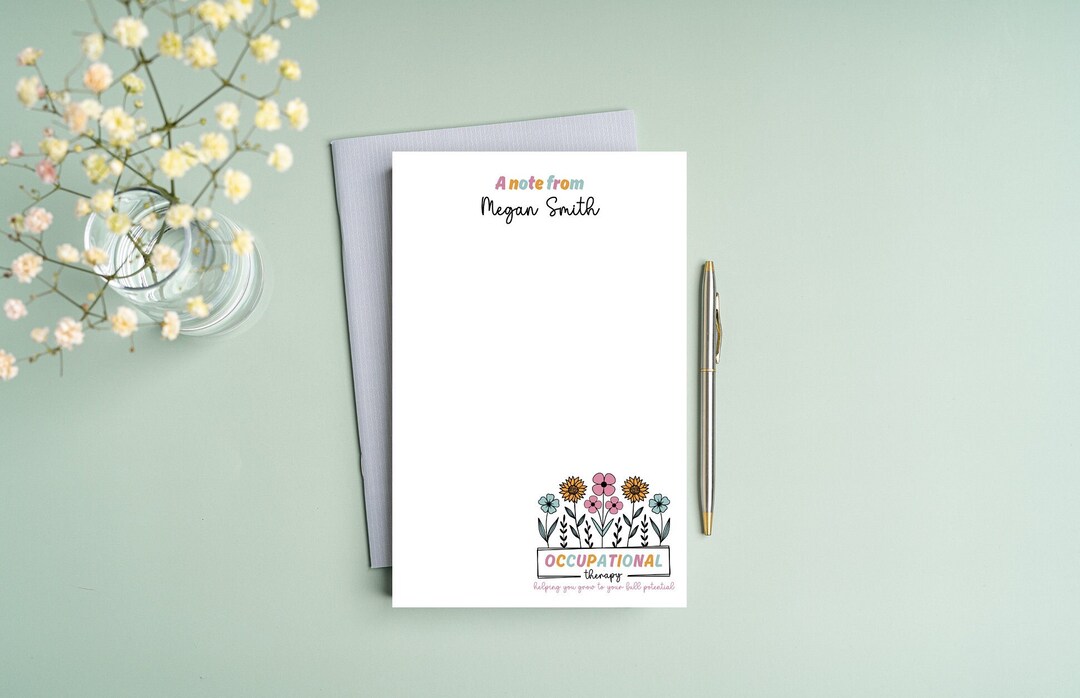 Custom Occupational Therapist Notepad Non Sticky Back Things OT Notepad ...