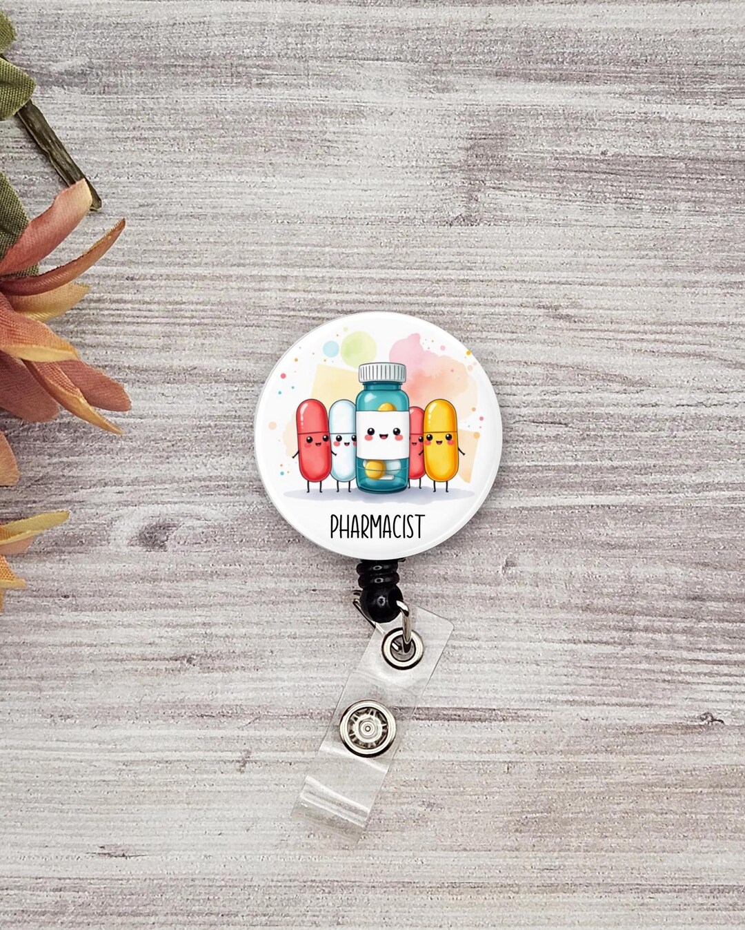Pharmacy Pharmacist Pill Button ID Name Badge Holder Gift Graduation ...