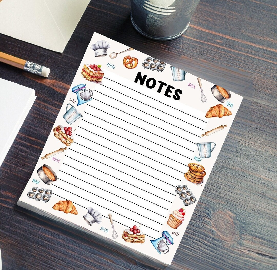 Baking Themed Notepad Non Sticky Back Baker Gift Graduation Notepad ...