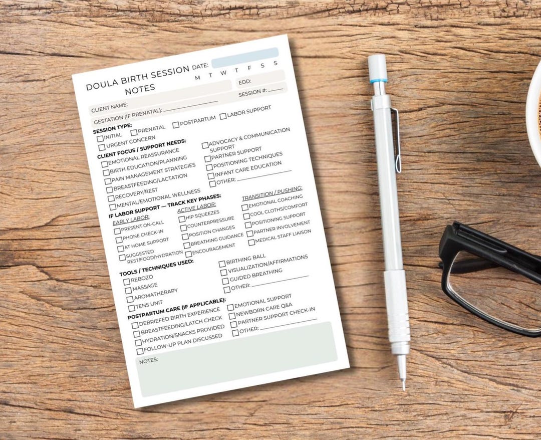 Doula Birth Session Notes Notepad | Prenatal, Labor & Postpartum ...
