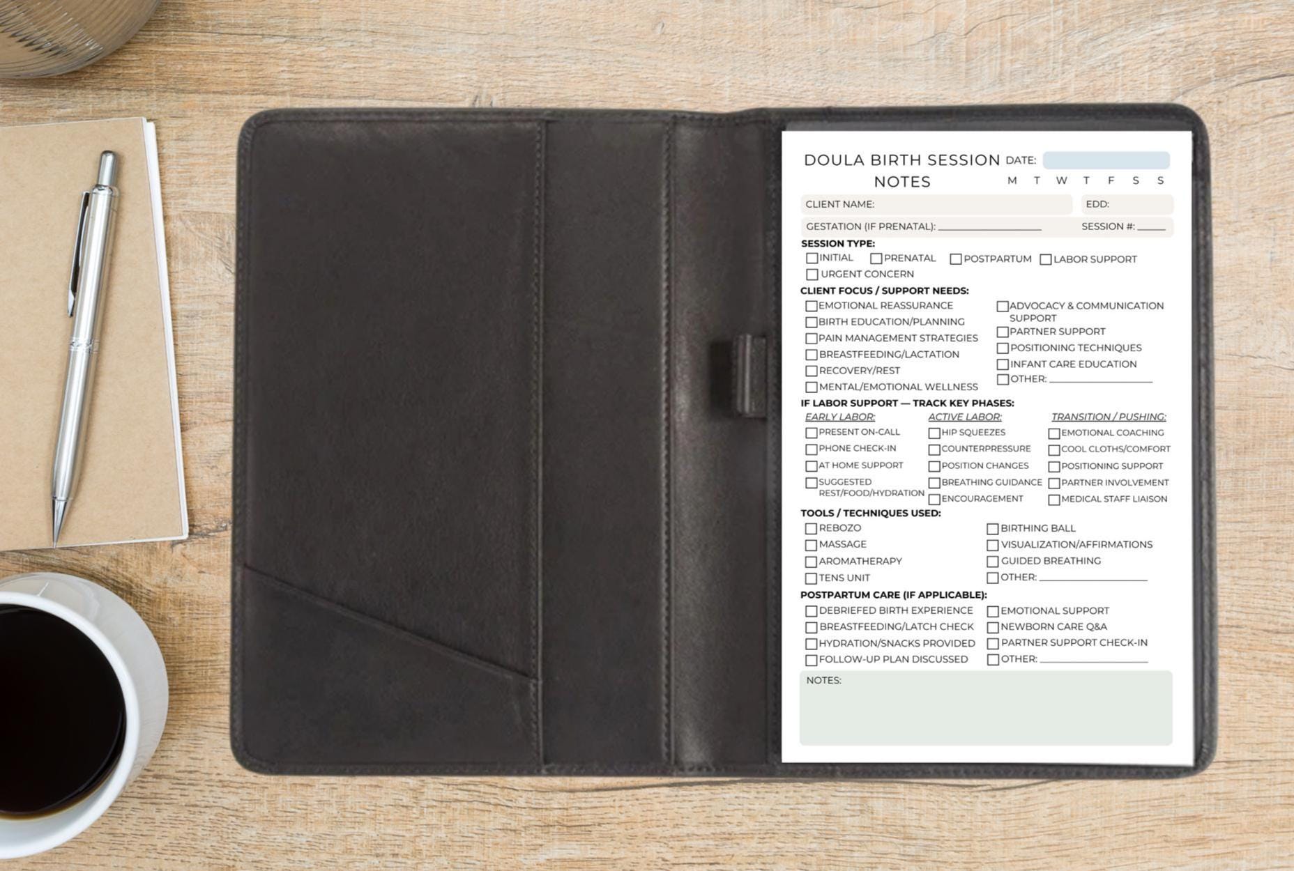 Doula Birth Session Notes Notepad | Prenatal, Labor & Postpartum ...