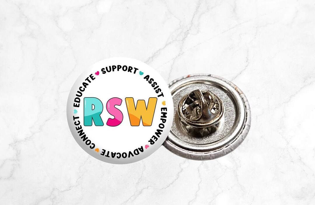 Registered Social Worker Small ID Badge Pin 1" Lapel Pin Masters Social ...