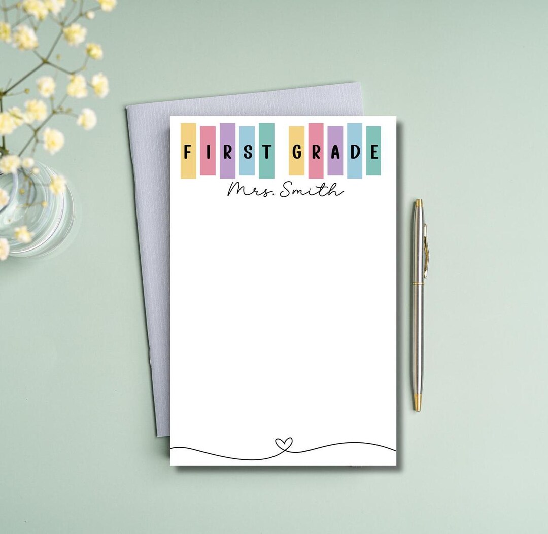 Personalized Grade Banner Notepad Non Sticky Back School Notes Gift ...