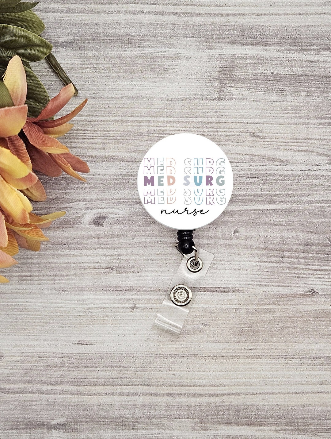 Med Surg Nurse Stacked Lettering Name Badge Holder Gift Graduation ...