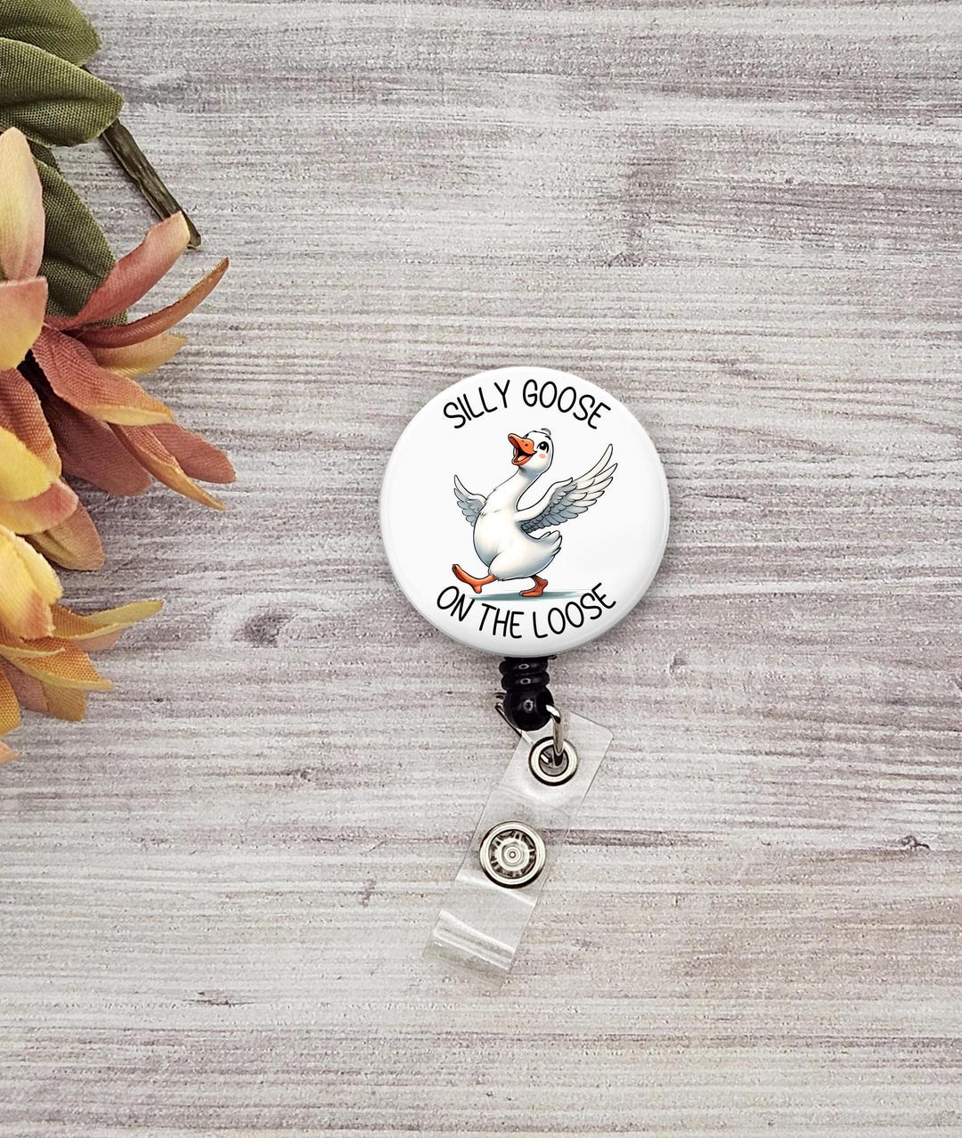 Retractable Silly Goose on the Loose Badge Reel, Funny Geese ID Holder ...