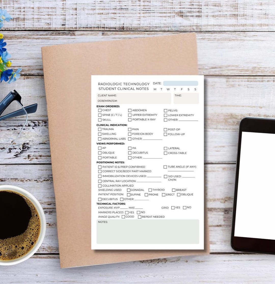 Radiologic Technology Student Clinical Reference Notepad | X-ray Tech ...