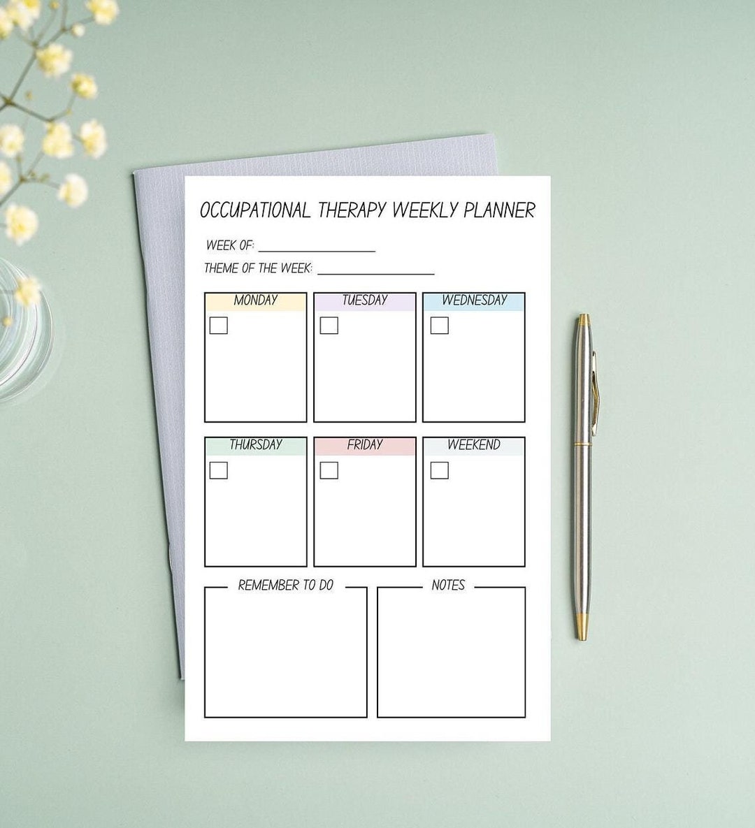 Occupational Therapist Weekly Planner Non Sticky Back Things OT Notepad ...