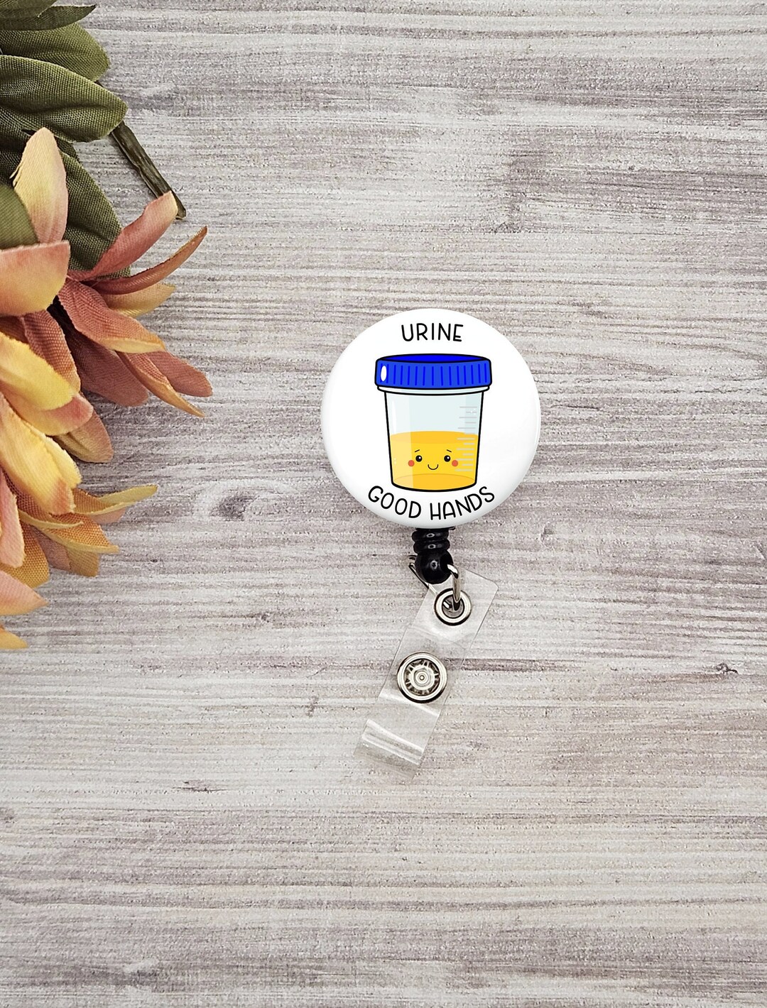Funny Urology Button Urine Good Hands Name Badge Holder Dialysis Badge ...