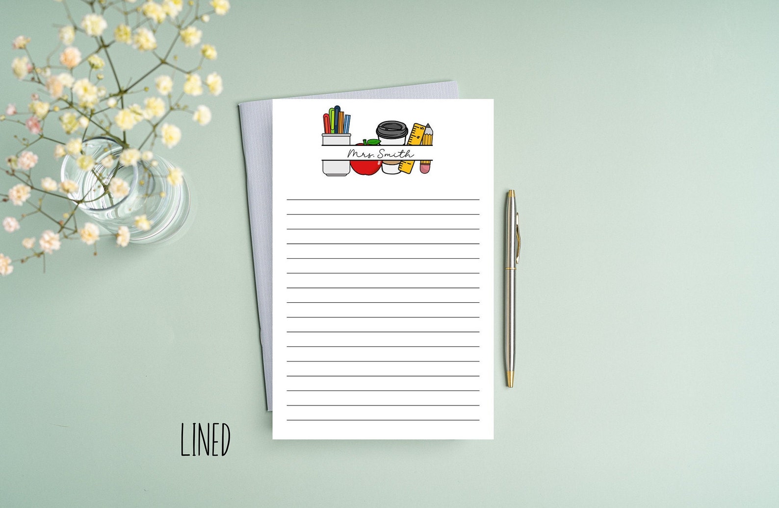 Personalized Teacher Themed Notepad Non Sticky Back School Notes Gift ...