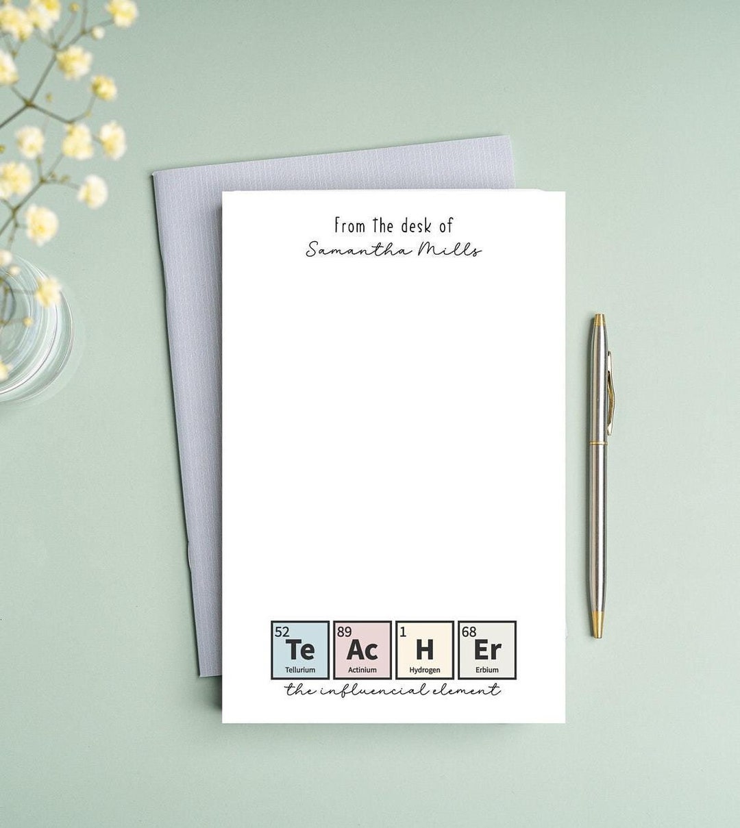 Personalized Teacher Periodic Table Themed Notepad Non Sticky Back ...