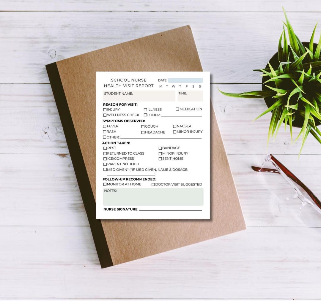 School Nurse Communication Log Notepad | Parent Contact Notes | School ...