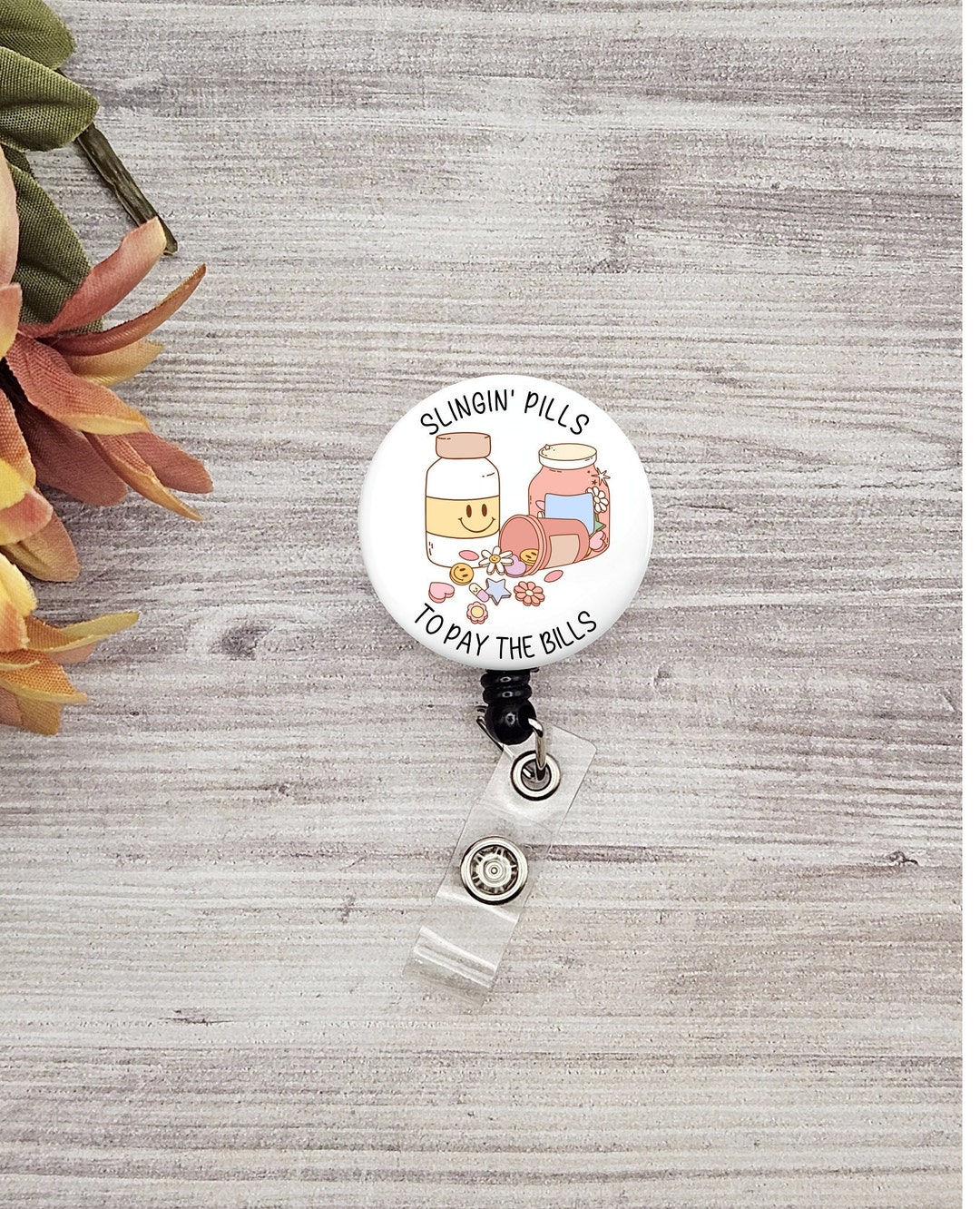 Retro Pharmacy Badge Reel: "slingin' Pills to Pay the Bills" - Etsy