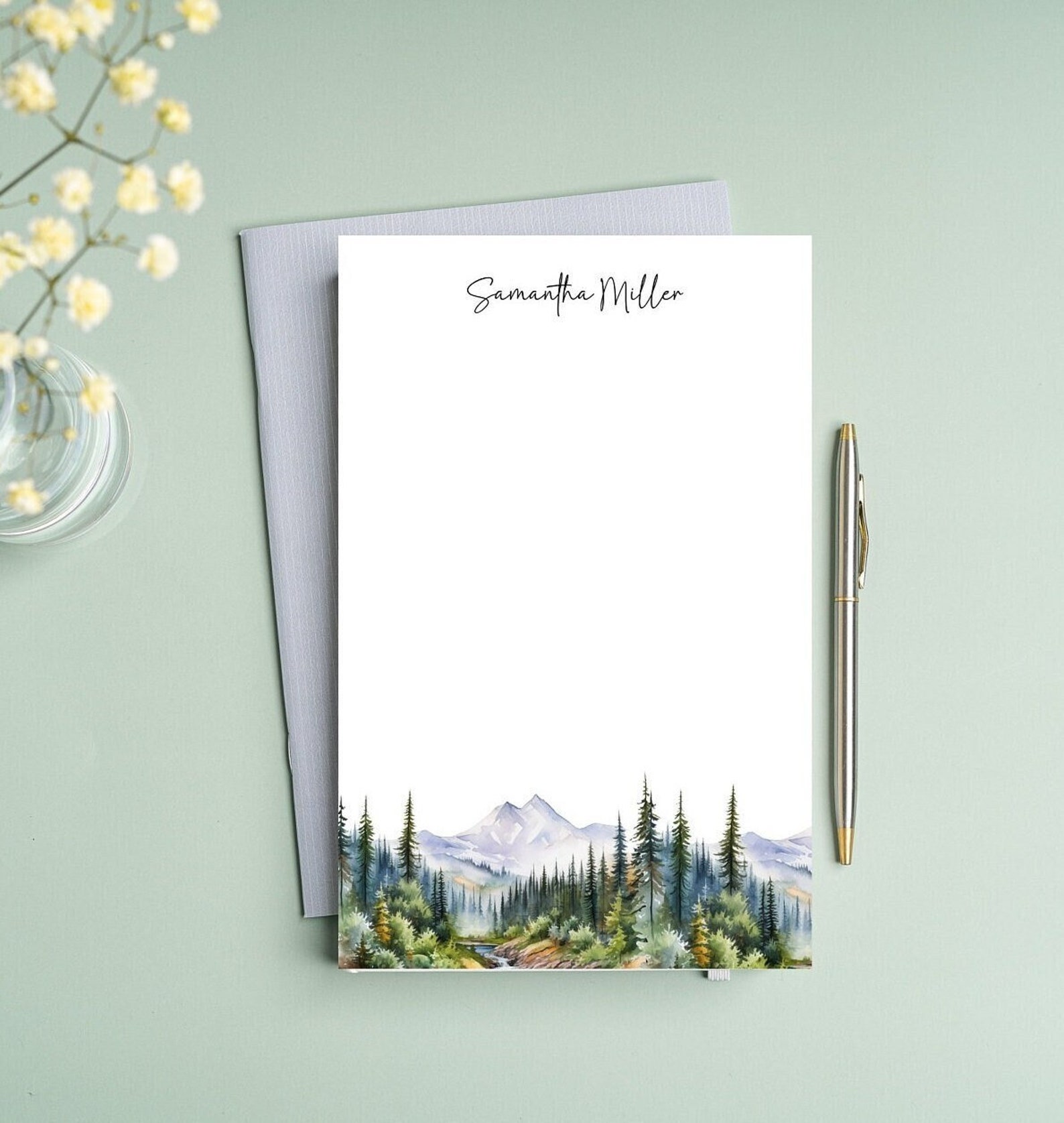 Custom Mountain Forest Landscape Notepad Non Sticky Back Things to Do ...