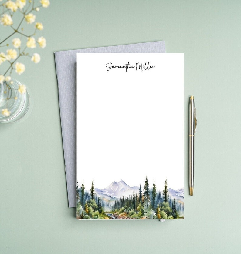 Custom Mountain Forest Landscape Notepad Non Sticky Back Things to Do ...