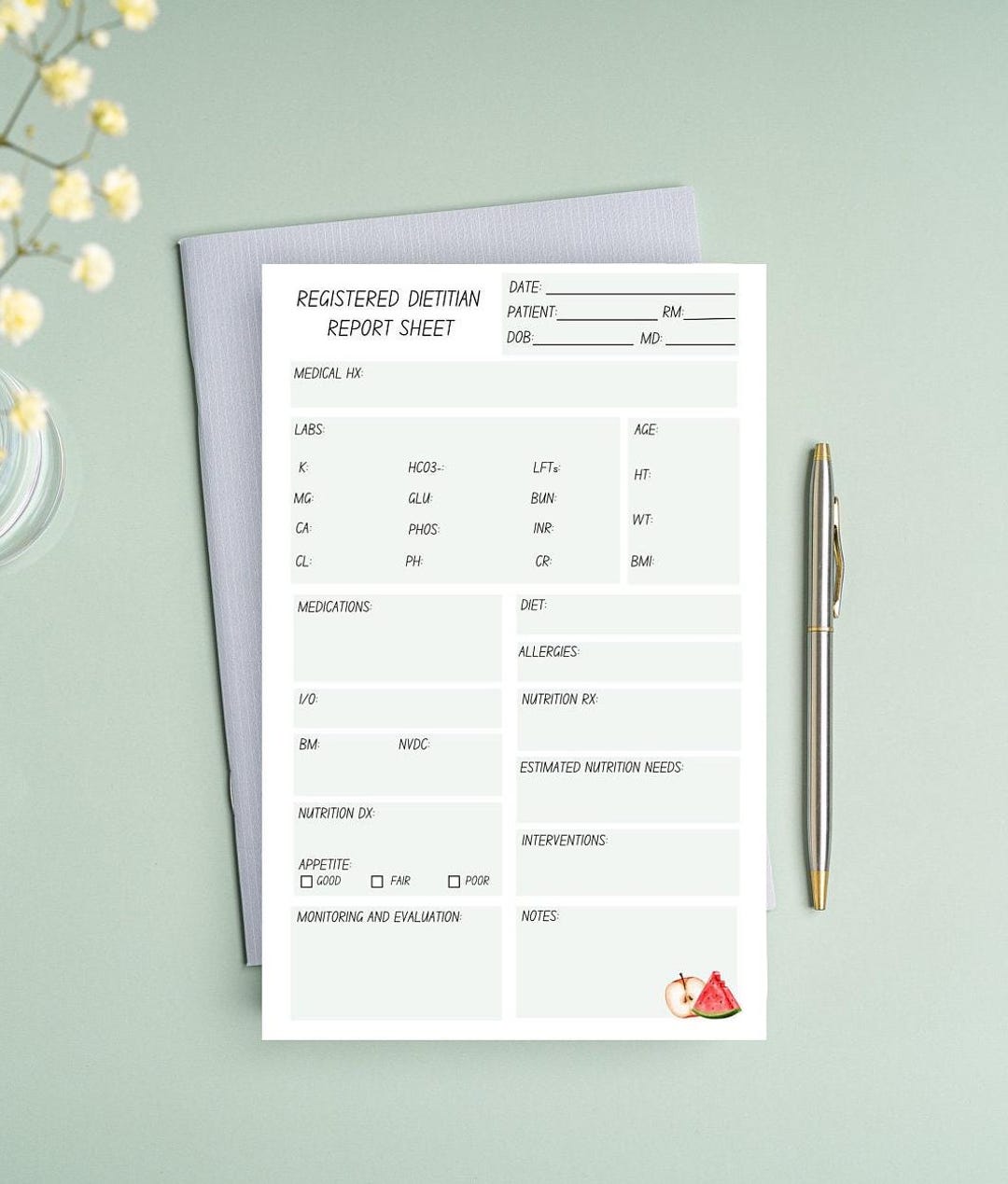 Registered Dietitian Report Sheet Notepad Gift RD Notepad Leather ...
