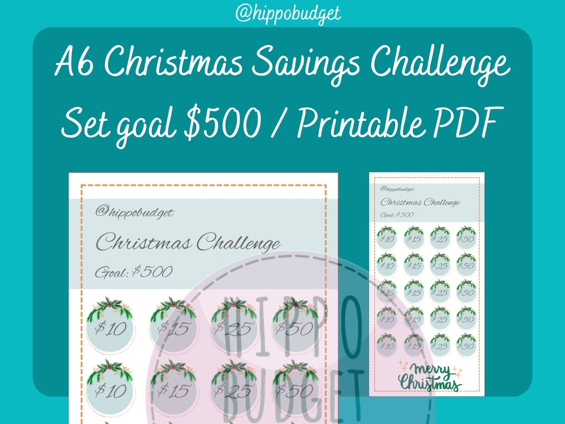 Printable Savings Challenge Christmas Savings A6 Size Savings Trackers ...