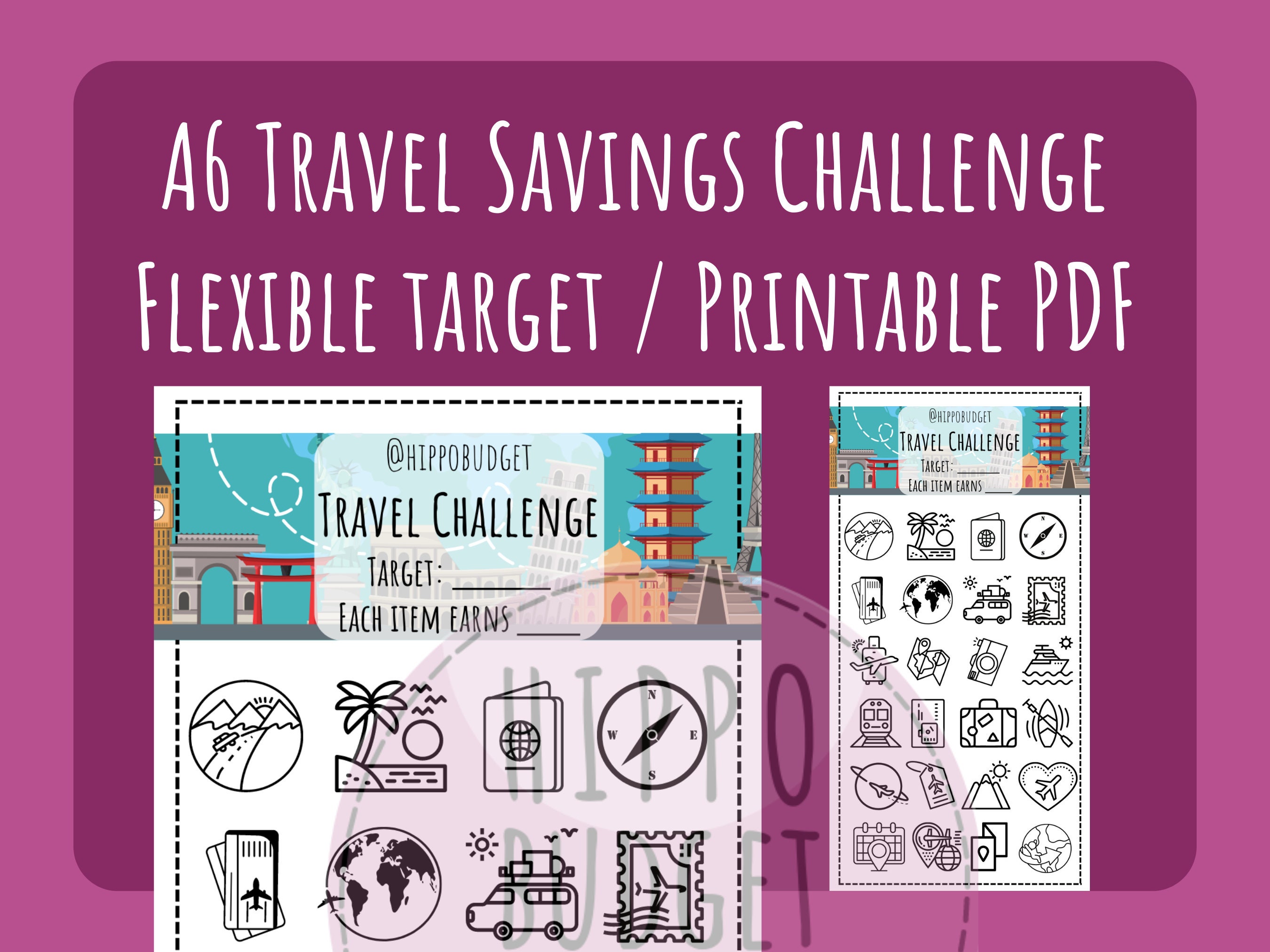 Printable Savings Challenge Travel Savings A6 Size Savings Trackers ...