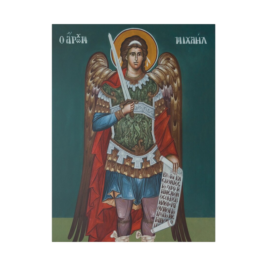 Handcrafted St. Michael Icon Canvas Art - Religious Wall Decor ...