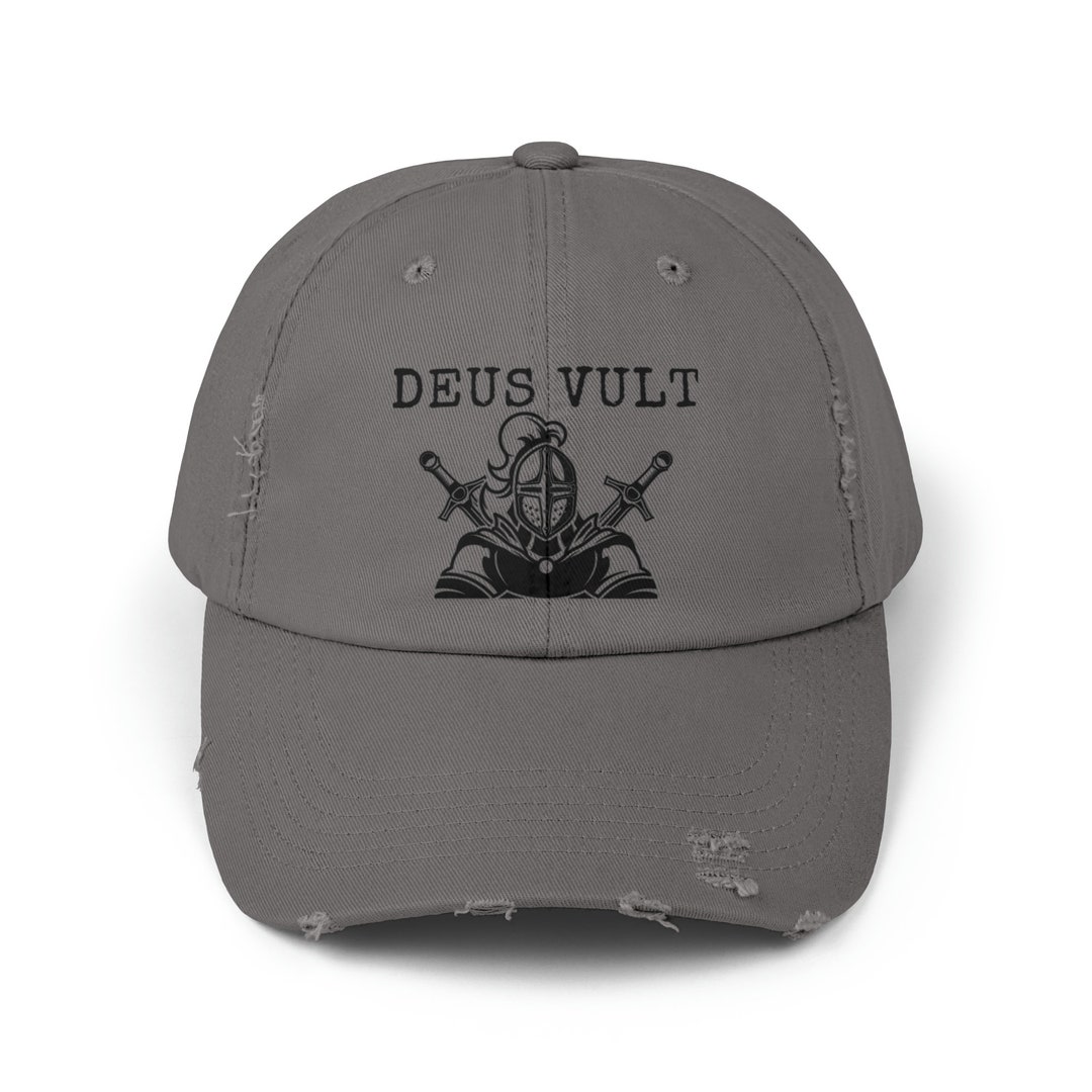 Deus Vult Catholic Distressed Cap, Latin, Crusader Cross Hat, Knight ...