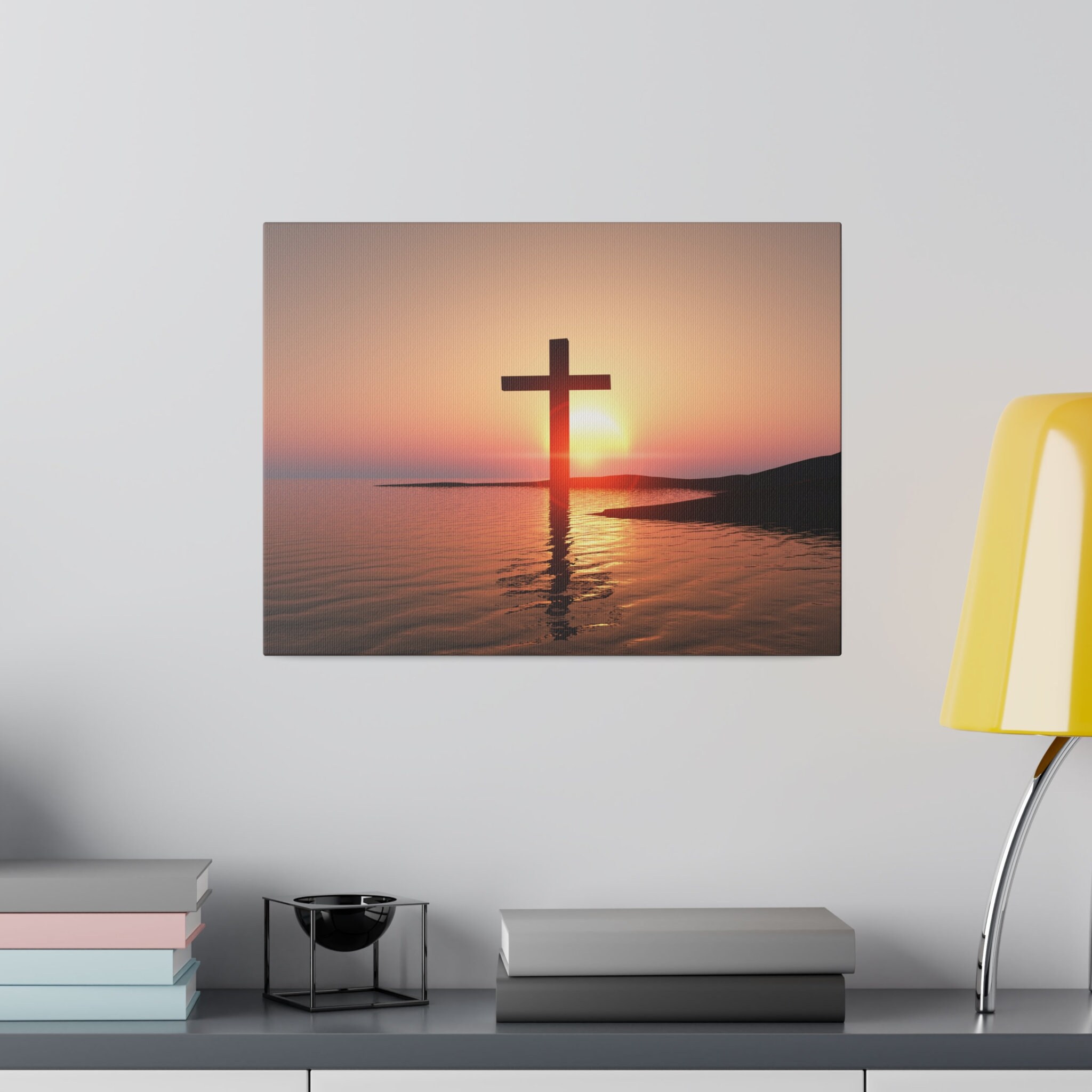 Resurrection of Jesus Christ Canvas Art, Cross, Water, and Sunset ...