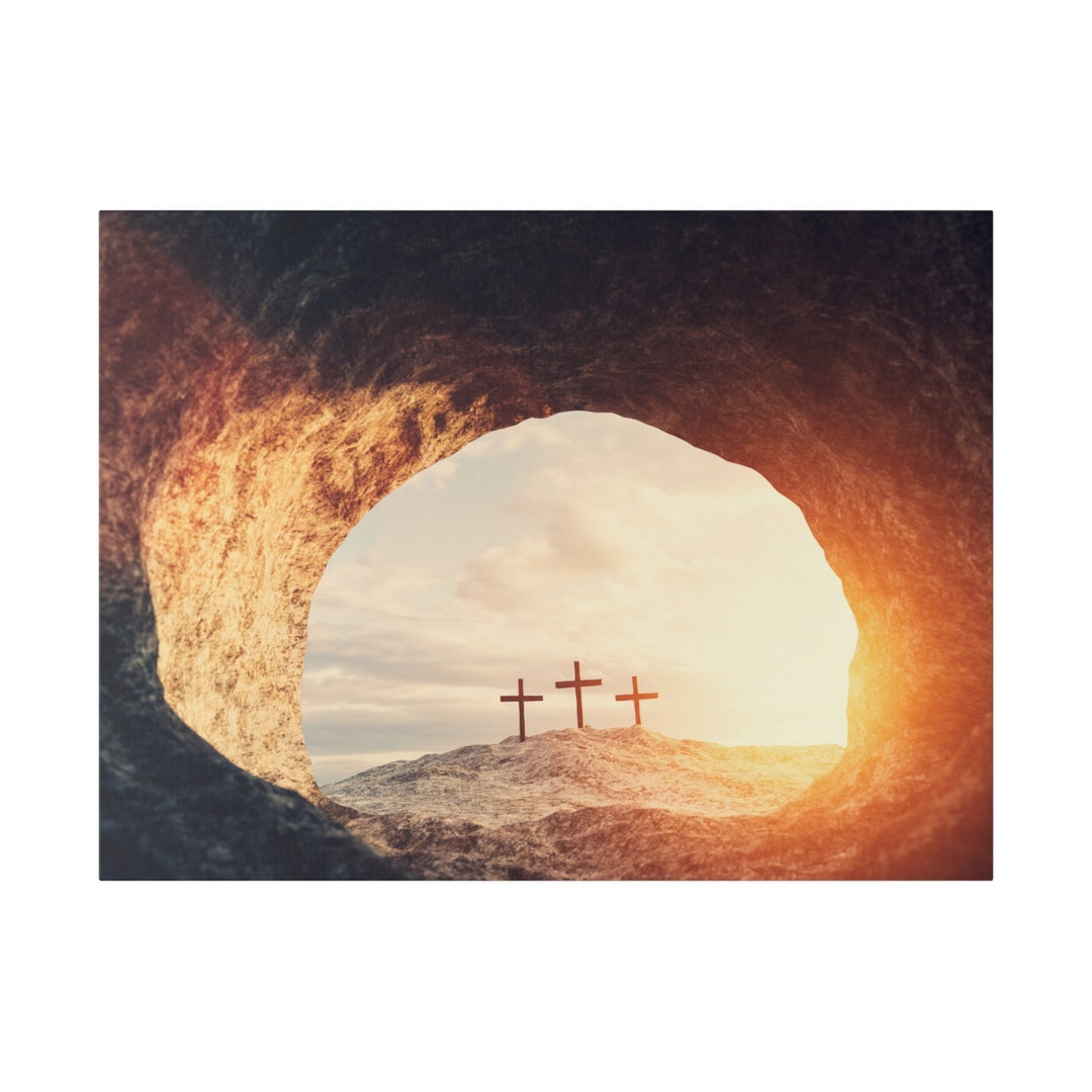 Resurrection of Jesus Christ Canvas Art, 3 Crosses - Religious Easter ...