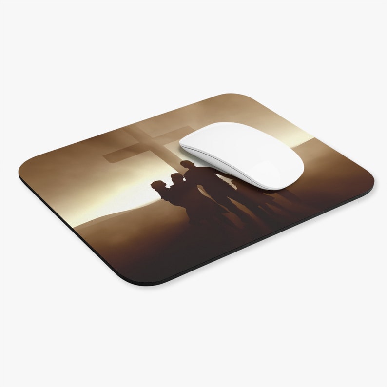 Family Under the Cross of Jesus Christ Mouse Pad Religious Easter Decor ...